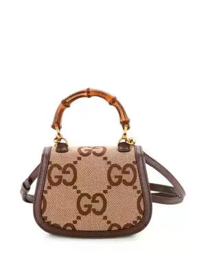 Gucci Bamboo 1947 Top Handle Bag Jumbo Gg Canvas Mini Crossbody Bag - Brown