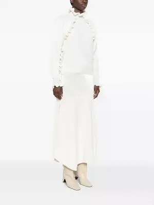Blumarine Ruffled Ribbed-knit Sweater - White