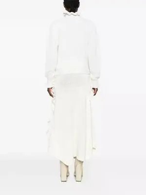 Blumarine Ruffled Ribbed-knit Sweater - White