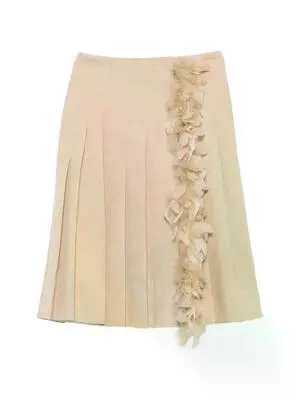 Plan C Feather-trim Pleated Midi Skirt