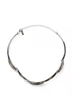 DIESEL® Jasper Stone Choker Necklace - Silver