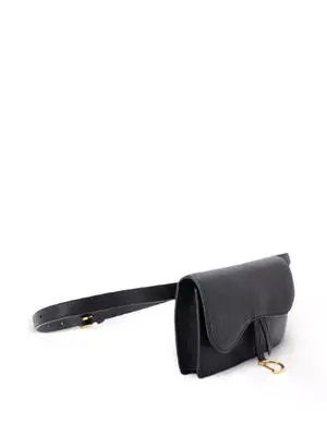 Dior Saddle Rectangular Leather Belt Bag - Black