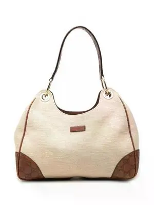 Gucci Canvas And Leather Trimmed Shoulder Bag