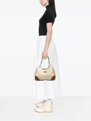 Gucci Canvas And Leather Trimmed Shoulder Bag