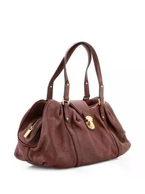 LOUIS VUITTON Lunar Handbag Mahina Leather Gm Satchel - Brown