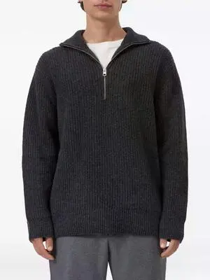 Closed Ribbed-knit Half-zip Sweater