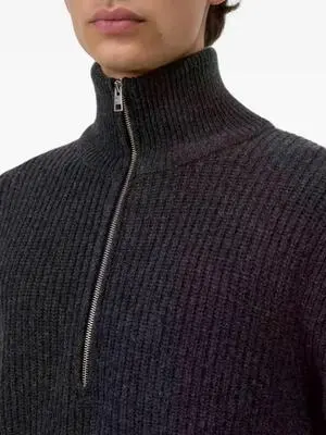 Closed Ribbed-knit Half-zip Sweater