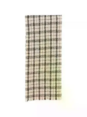 Destin Check-pattern Frayed Scarf - Neutrals