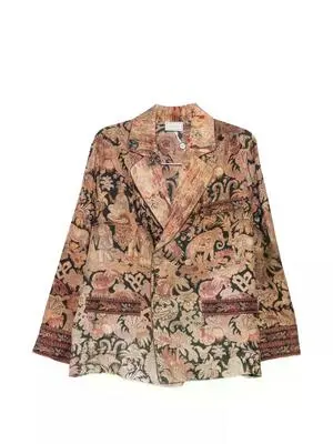 PIERRE-LOUIS MASCIA Graphic-print Double-breasted Jacket - Brown