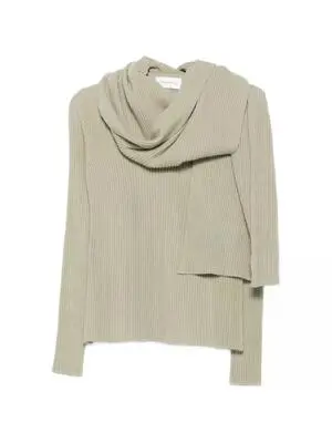 Christian Wijnants Ribbed-knit Scarf-detail Sweater - Green