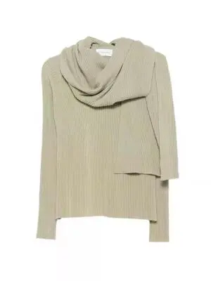 Christian Wijnants Ribbed-knit Scarf-detail Sweater - Green