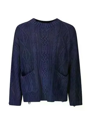 FOUND Cable-knit Distressed Sweater