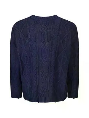 FOUND Cable-knit Distressed Sweater