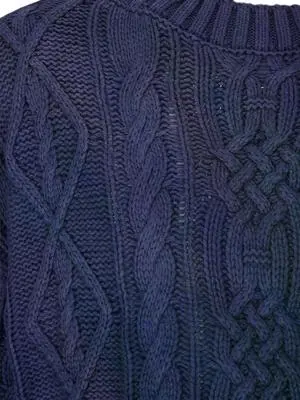 FOUND Cable-knit Distressed Sweater