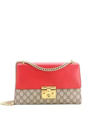 Gucci Padlock Gg Coated Canvas And Leather Medium Shoulder Bag - Red