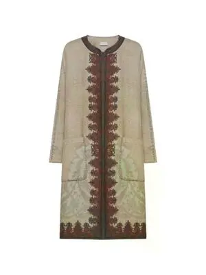 PIERRE-LOUIS MASCIA Pancake Paisley-print Wool Kimono - Neutrals