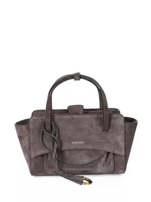 HIDESINS Small Flap Suede Logo-print Tote Bag - Grey