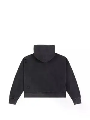 LOSTSHDWS Script-print Distressed Zip-up Hoodie