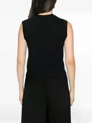 Eric Bompard Sleeveless Ribbed-trim Sweater