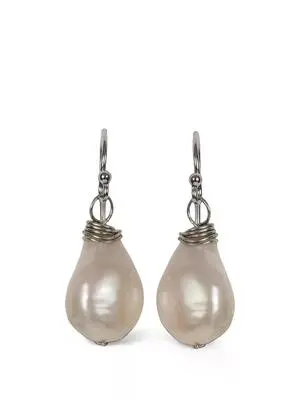 GIRL WITH A PEARL Wire-wrapped Pearl Drop Earrings