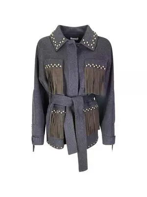 P.a.r.o.s.h Stud Embellished Fringe Military Jacket