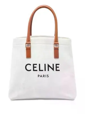 Celine 2019 Small Canvas Logo Print Horizontal Cabas Tote Bag