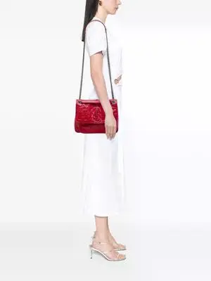 Saint Laurent 2018 Medium Crinkled Calfskin Niki Shoulder Bag - Red