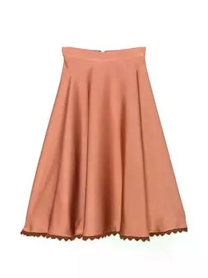 I BLUES Lace-trim Satin-finish Midi Skirt - Brown