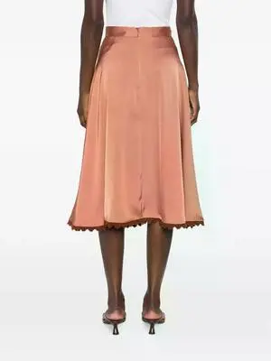 I BLUES Lace-trim Satin-finish Midi Skirt