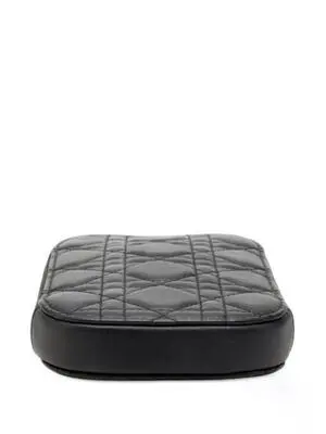 Dior Cannage Leather Phone Holder Satchel - Black