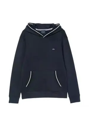 Paul & Shark Logo-embroidered Contrast-trim Hoodie - Blue
