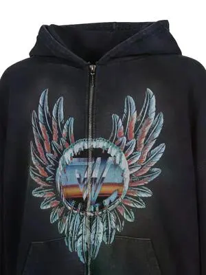 JUN/NAKAYAMA Feather-print Zip-up Hoodie