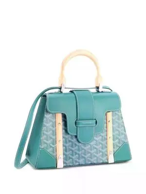 Goyard Coated Canvas And Leather Pm Satchel Top Handle Bag - Green