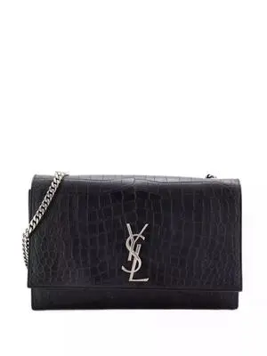 Saint Laurent Classic Monogram Crocodile Embossed Leather Large Crossbody Bag