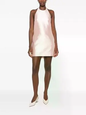 SELF-PORTRAIT Satin Halterneck Mini Dress