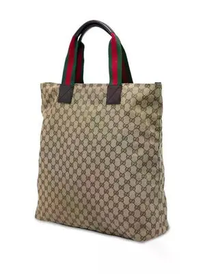 Gucci Gg Canvas Web Vertical Tote Bag
