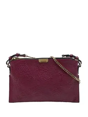 Burberry Grain Check Embossed Leather Peyton Cross Body Bag - Red
