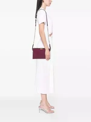 Burberry Grain Check Embossed Leather Peyton Cross Body Bag - Red