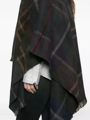 Barbour Check-pattern Fringed Cape