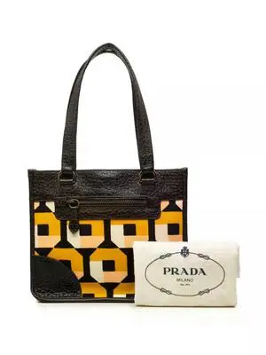 Prada Printed Canvas And Leather Tote Bag