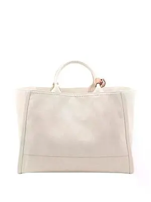 Prada 2000-2013 Large Linen And Vitello Logo Tote Bag