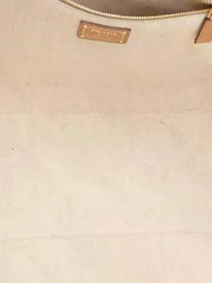 Prada 2000-2013 Large Linen And Vitello Logo Tote Bag