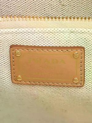 Prada 2000-2013 Large Linen And Vitello Logo Tote Bag