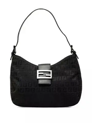 Fendi 2000-2010 Zucchino Canvas Shoulder Bag - Black
