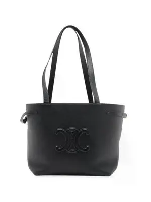 Celine 2000-2026 Small Grained Calfskin Cuir Triomphe Cabas Anais Tote Bag - Black