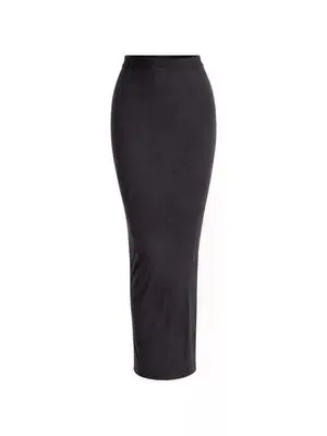 WOC Ribbed Slit-detail Midi Skirt - Grey