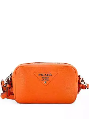 Prada Flou Camera Vitello Daino Small Crossbody Bag - Orange