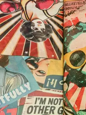 Faliero Sarti Comic-print Frayed Scarf