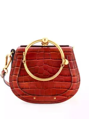 Chloé Nile Crocodile Embossed Leather Small Crossbody Bag - Brown