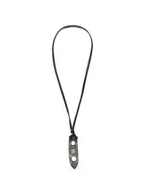ERALDO Flower-embroidered Leather Glasses Necklace Black